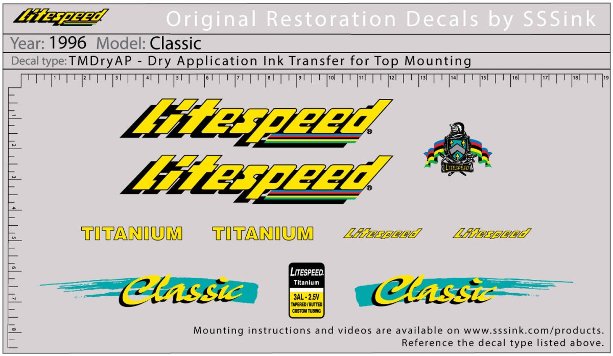 1996 CLASSIC DECALS – Litespeed Bicycles