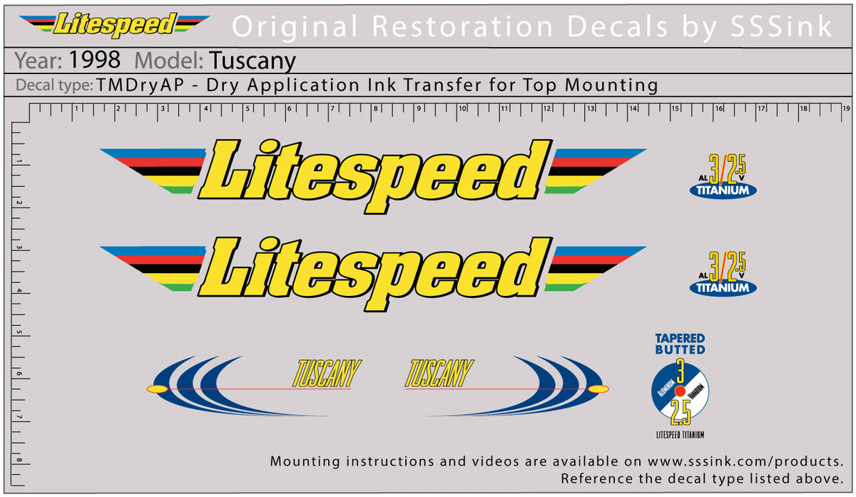 1998 Tuscany Decal Set – Litespeed Bicycles