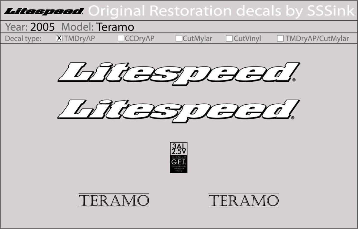 2005 Teramo Decal Set – Litespeed Bicycles