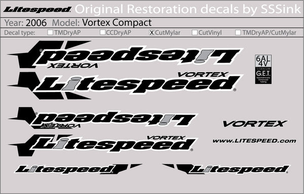 2006 Vortex Compact Decal set - Litespeed Bicycles