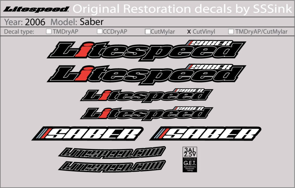 2006 Saber Decal Set – Litespeed Bicycles