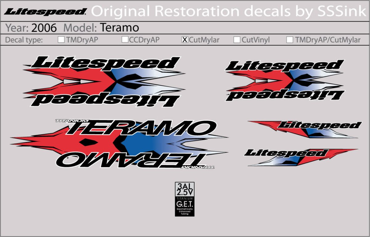 2006 Teramo Decal Set – Litespeed Bicycles