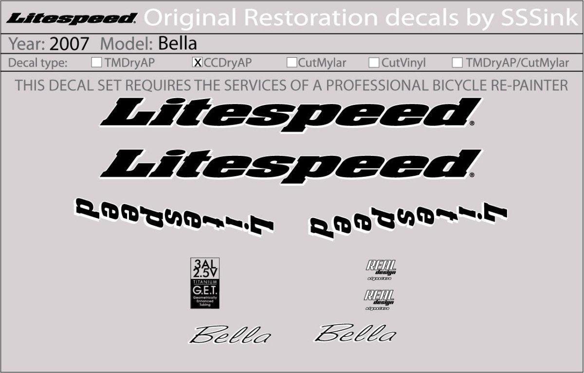 2007 Bella Decal Set – Litespeed Bicycles