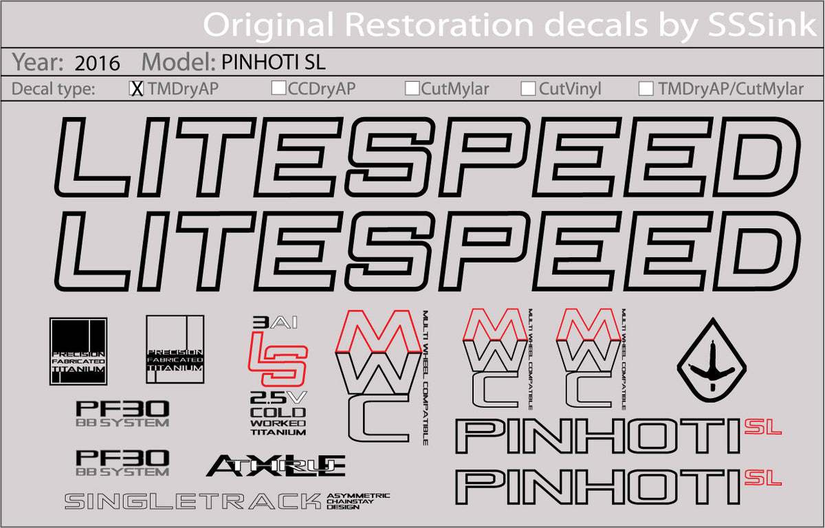 2016 PINHOTI SL DECAL SET – Litespeed Bicycles
