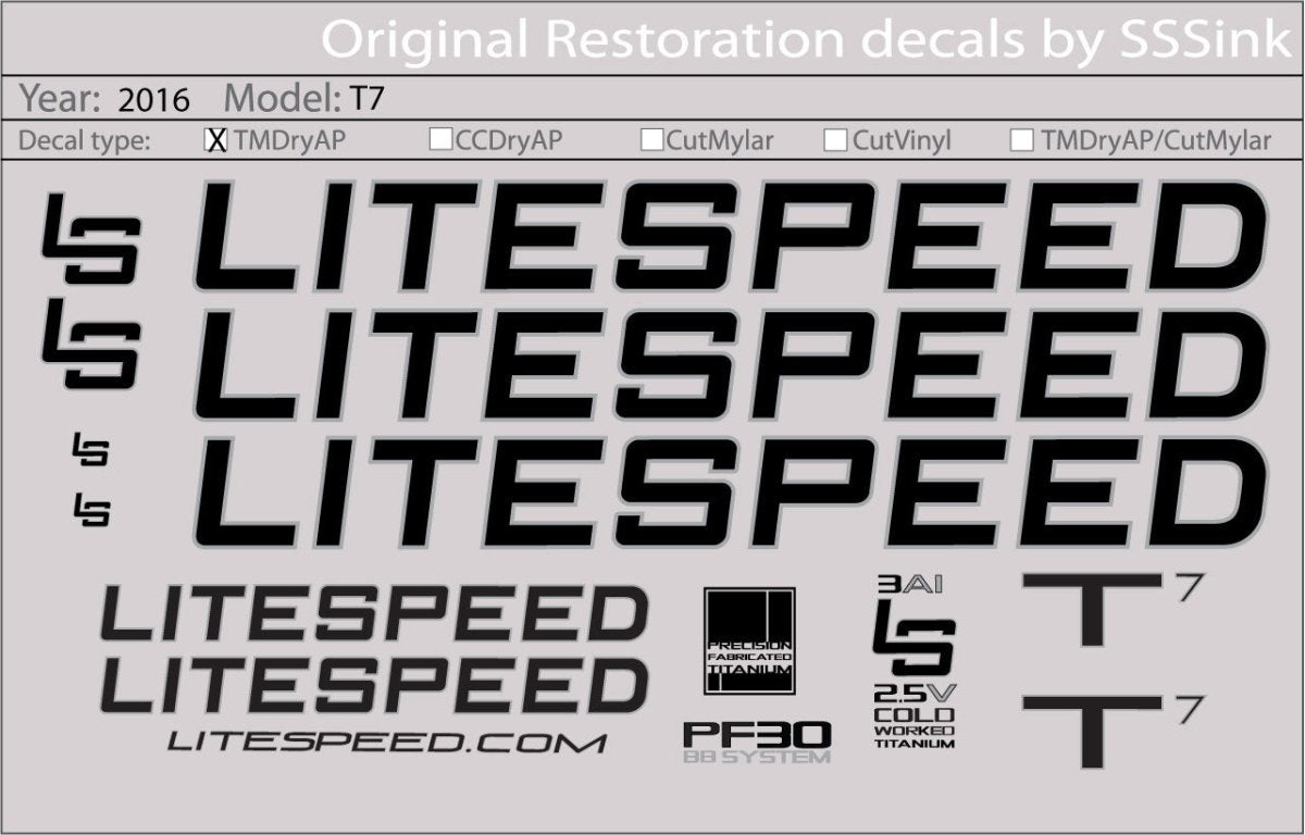 2016 T7 DECAL SET – Litespeed Bicycles