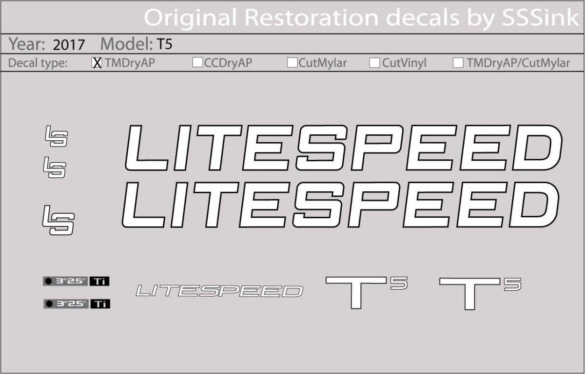 2017 T5 DECAL SET – Litespeed Bicycles